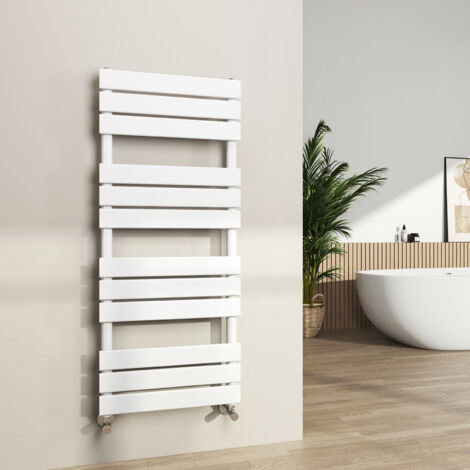 S'AFIELINA Heated Towel Rail White Flat Panel Bathroom Radiator 1200 x ...