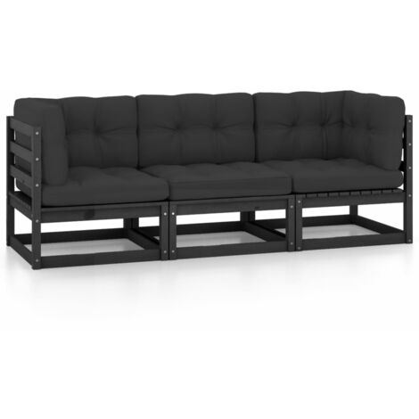 Divano da Giardino a 3 Posti con Cuscini,Sofa Divano Relax Legno ...