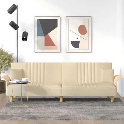 Divano Letto Moderno,Sofa Divano con Braccioli Crema in Tessuto -DVB48098