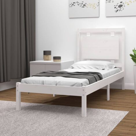 Letto Singolo Moderno Struttura Letto Giroletto Bianco in Legno ...