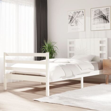 Letto Singolo Moderno Struttura Letto Giroletto Bianco in Legno ...