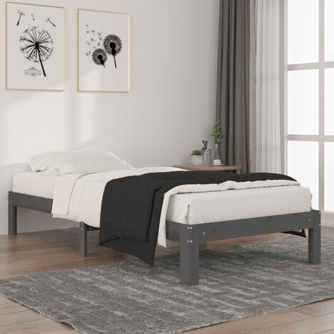 Letto Singolo Moderno Struttura Letto Giroletto Grigio in Legno ...
