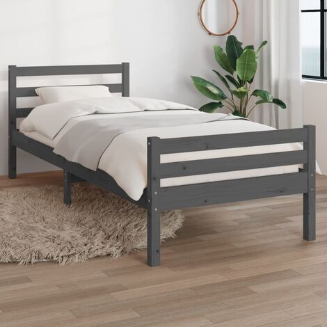 Letto Singolo Moderno Struttura Letto Giroletto Grigio in Legno ...