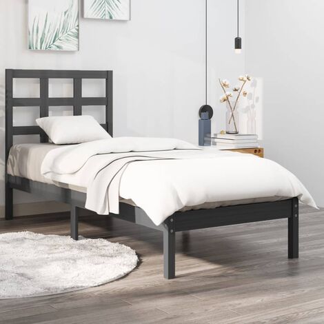 Letto Singolo Moderno Struttura Letto Giroletto Grigio in Legno ...