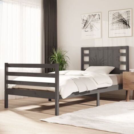 Letto Singolo Moderno Struttura Letto Giroletto Grigio in Legno ...