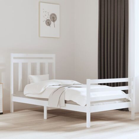 Letto Singolo Moderno Struttura Letto Giroletto Bianco in Legno ...