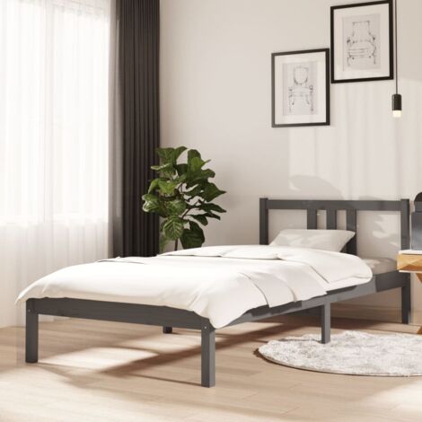 Letto Singolo Moderno Struttura Letto Giroletto Grigio in Legno ...
