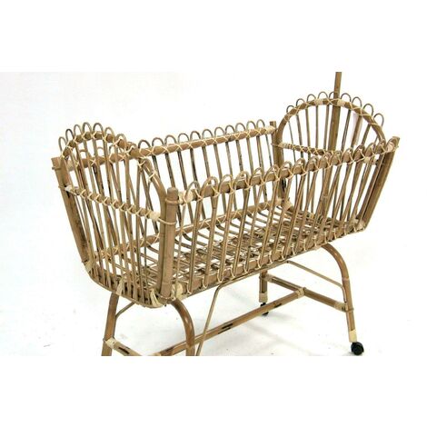 Culla in vimini con reggivelo dotato di ruote 58x100xh.44-90 cm