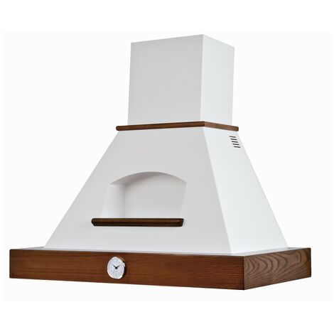 Cappa cucina rustica bianca GIADA con cornice in legno intarsio colore ...