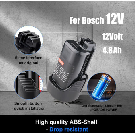 2Pack 12V 4.8Ah Batterie für Bosch Professional 12V ...