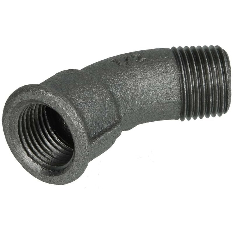 Raccordo in ghisa malleabile nero 45° 1/2''' FF/FM
