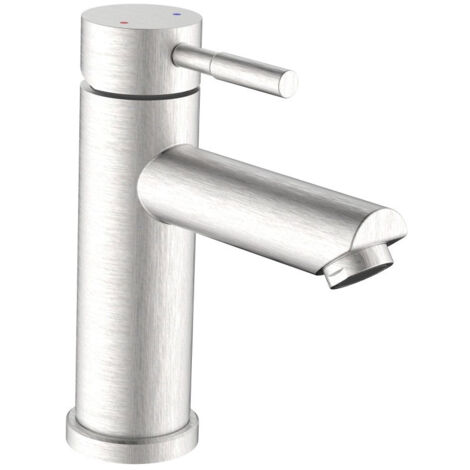 Miscelatore lavabo in acciaio inox satinato tondo