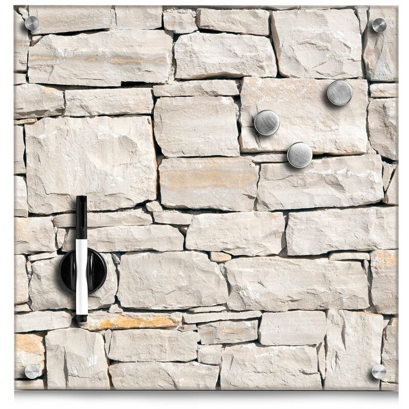 Memo Glass Board STONE, pour notes et aimants, 40 x 40 cm, ZELLER