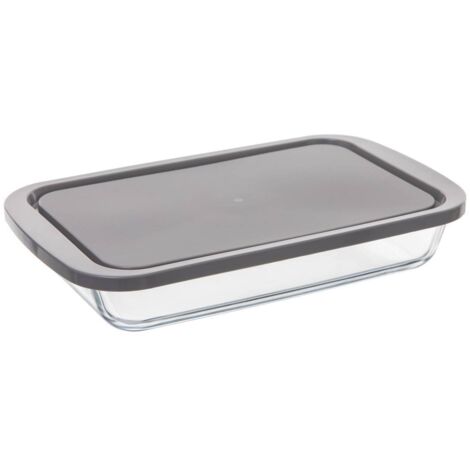 Récipient alimentaire en verre avec couvercle, 29 x 18 cm