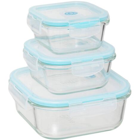 Contenants alimentaires en verre 3 pièces, avec couvercle à clip