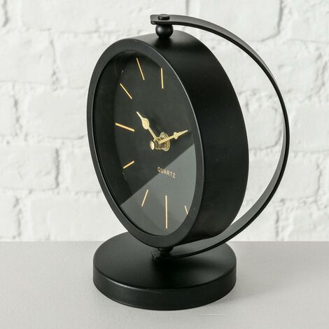 Horloge de table noire BALIA, aiguilles dorées, 20 cm