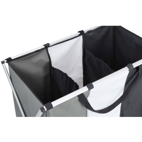 Panier à linge pliable, 3 compartiments, 63 x 38 x 57 cm