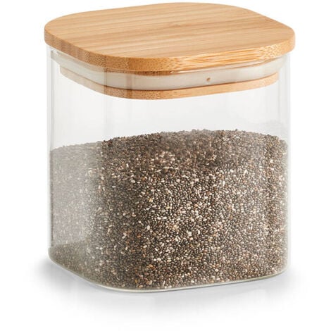 Récipient en verre carré avec couvercle hermétique, 640 ml