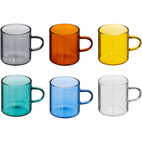 Tasses en verre coloré MIA, 6 x 100 ml