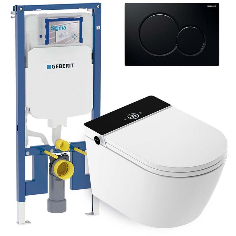 Mizubath - Set WC giapponese sospeso Rada nero - Risciacquo ad acqua ...