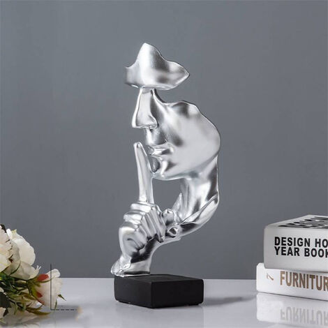 Silence is Golden Statue, Resin Abstract Sculpture Modern Art Figurines ...