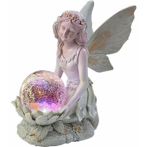 Elf Garden Figurines Solar Glass Balls Solar Lighting Statue Garden ...