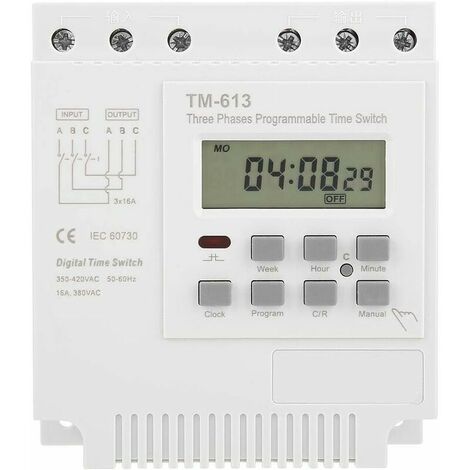 TM-163 Programmable Timer 380V/50-60Hz 16A Weekly Relay Timer Three ...