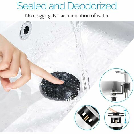 Sink Drain with Overflow Matte Black, Chonphan Universal G1 1/4 Brass ...