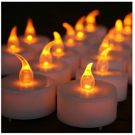 24 Yellow Led Candles Flame Effect