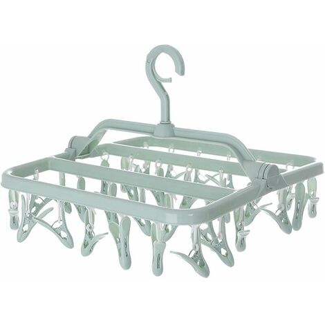 Sock Drying Rack, Laundry Drying Rack with 32 Clips, Folding Hanging ...