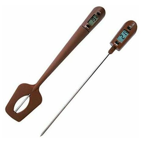 Chocolate Thermometer Spatula, Pastry Spatula + Silicone Thermometer, Brown
