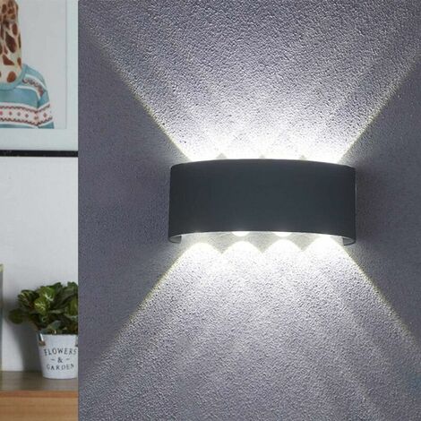 Black Wall Lights Indoor LED - 8W Wall Lamp Modern Waterproof Light ...