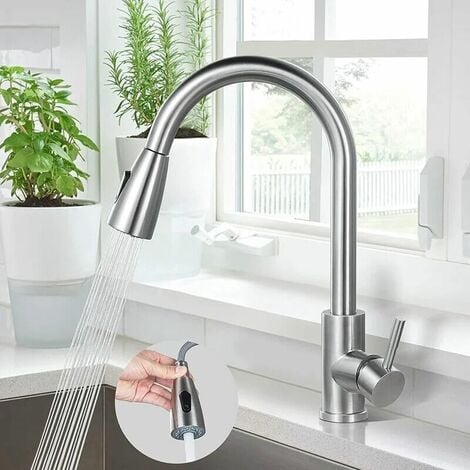 Kitchen Faucet, 304 Stainless Steel Sink Mixer Tap, 360° Rotating Sink ...