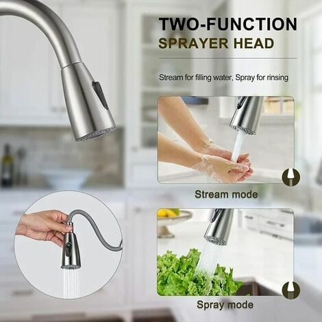 Kitchen Faucet, 304 Stainless Steel Sink Mixer Tap, 360° Rotating Sink ...