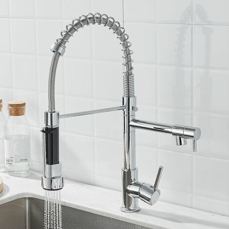 Kitchen faucet, pull-down sprayer Spring-loaded, all-copper, dual-mode ...
