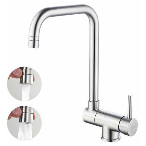 Sink Mixer Tap Folding Spout 360° Rotating in Brushed Nickel Steel ...