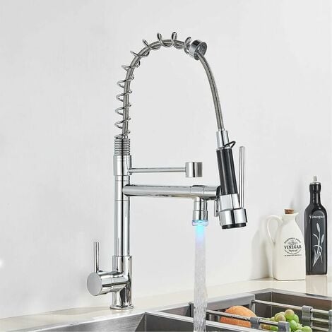 360° Rotating Spiral Spring Kitchen Faucet, Faucet with 2 Spray Types ...