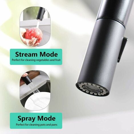 Kitchen Mixer Sink Taps, Kitchen Taps with Pull Out Spray 360° Swivel ...
