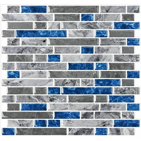 Blue Self Adhesive Tiles, Adhesive Vinyl Kitchen Backsplash, Bathroom ...