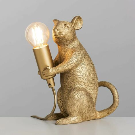 Modern Metallic Gold Painted Rat Design Table Lamp Animal Mouse Lamp ...
