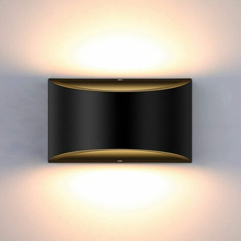 Indoor Wall Lights, Black LED Wall Lamp 7W Warm White Modern Plaster ...