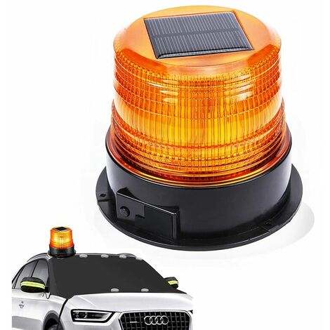 12V LED Solar Traffic Warning Light , Solar Powered Emergency Magnetic ...