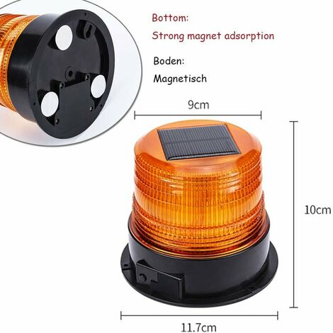 12V LED Solar Traffic Warning Light , Solar Powered Emergency Magnetic Strobe Warning Light ...