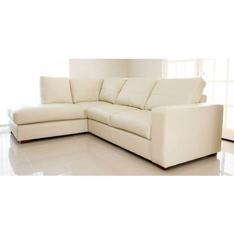 CORNER SOFA – FAUX LEATHER – LEFT HAND SIDE (cream)