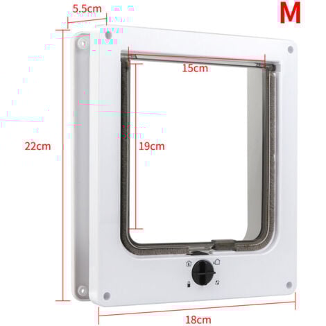 Cat Flap, Waterproof Cat Flap with 4-Way Rotating Lock for Cat, Small ...