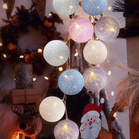 Cotton Ball String Lights, 3m 20 Pcs LED Ball Fairy Lights String ...