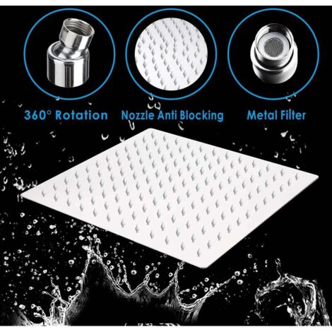 Square Shower Head Anti-Lime 304 Stainless Steel Ultra-Thin High ...