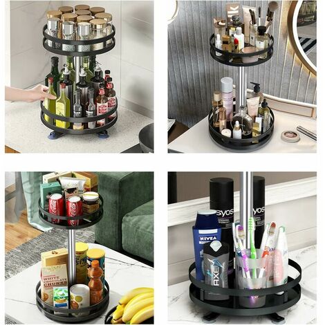 Spice Rack Rotatable Spice Rack 2 Tiers Stainless Steel Rotating Spice ...