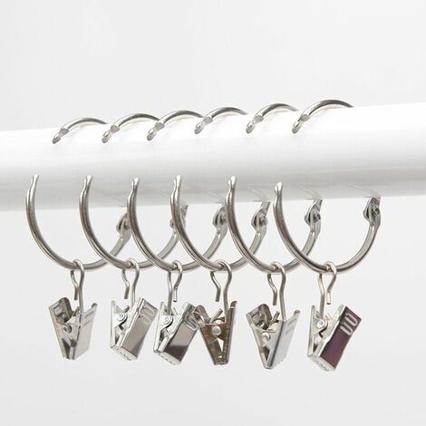 Curtain Rings, 40 Pieces Curtain Ring with Clips, Decorative Metal ...