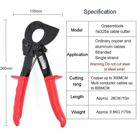 Ratchet cable cutter, cable cutter and cable cutter up to 240 mm2 ...